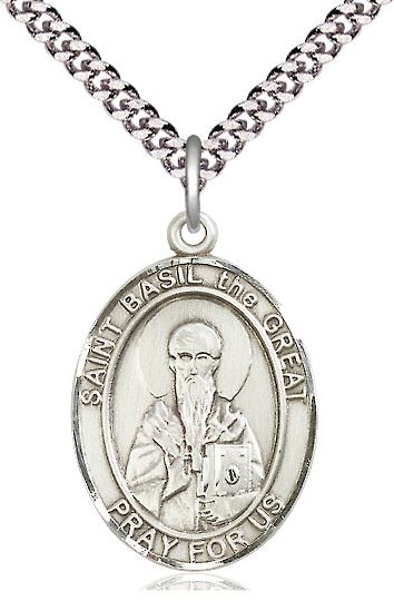St. Basil the Great Sterling Silver Medal - 18" Chain