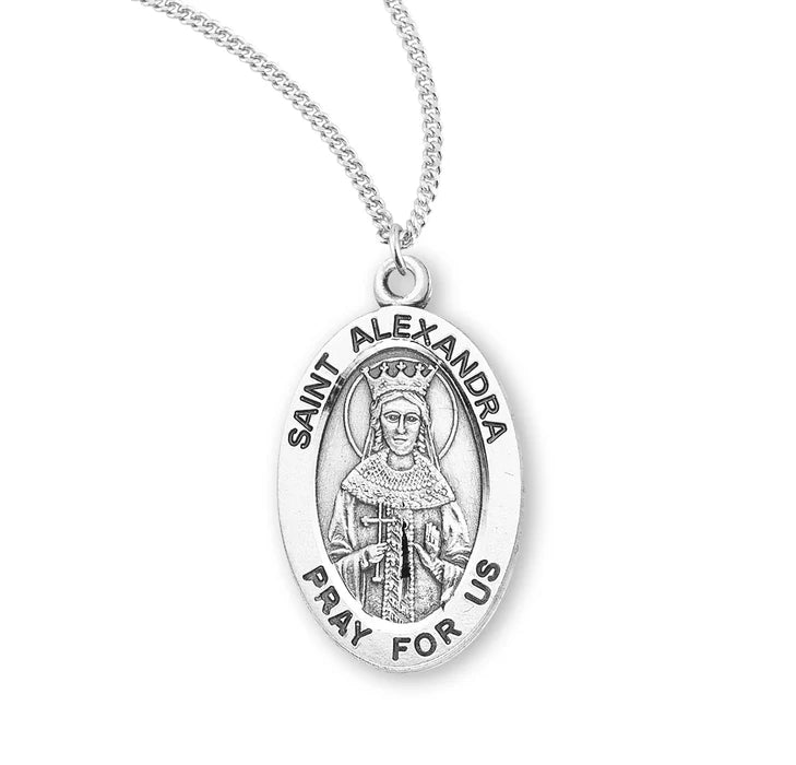 Patron Saint Alexandra Sterling Silver Medal Pendant - ShopCatholic