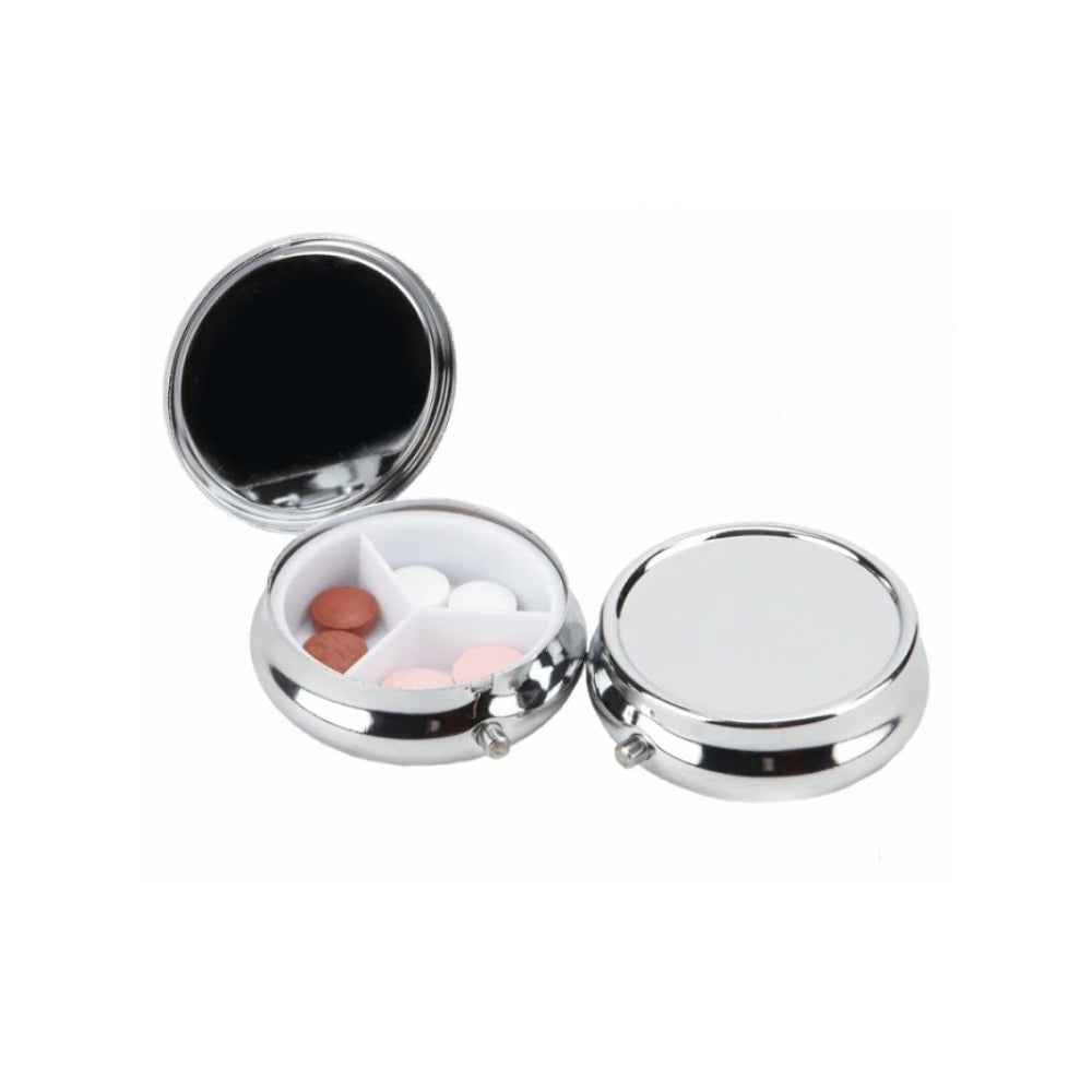 Round Silver Pill Box - ShopCatholic