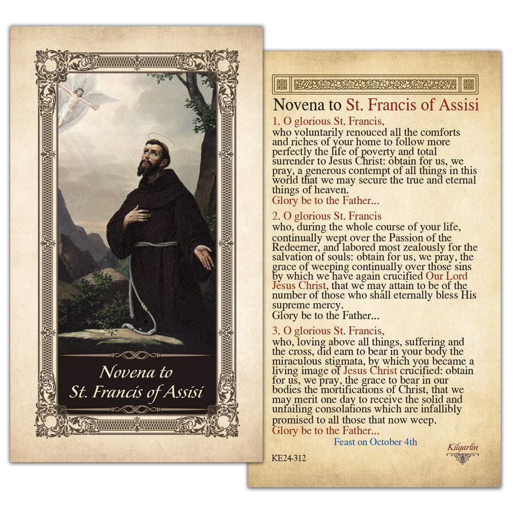 Novena to St. Francis of Assisi HOLY Prayer Card Catholic